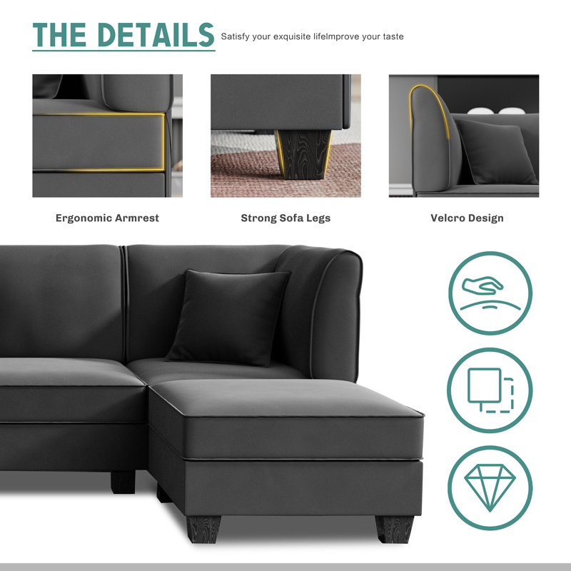 Gray emmett 6 piece modular sectional sofa store